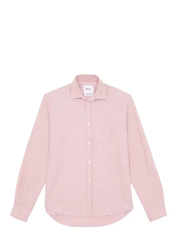 WITH NOTHING UNDERNEATH The Classic Brushed Cotton Wool Button-up Top - Pink