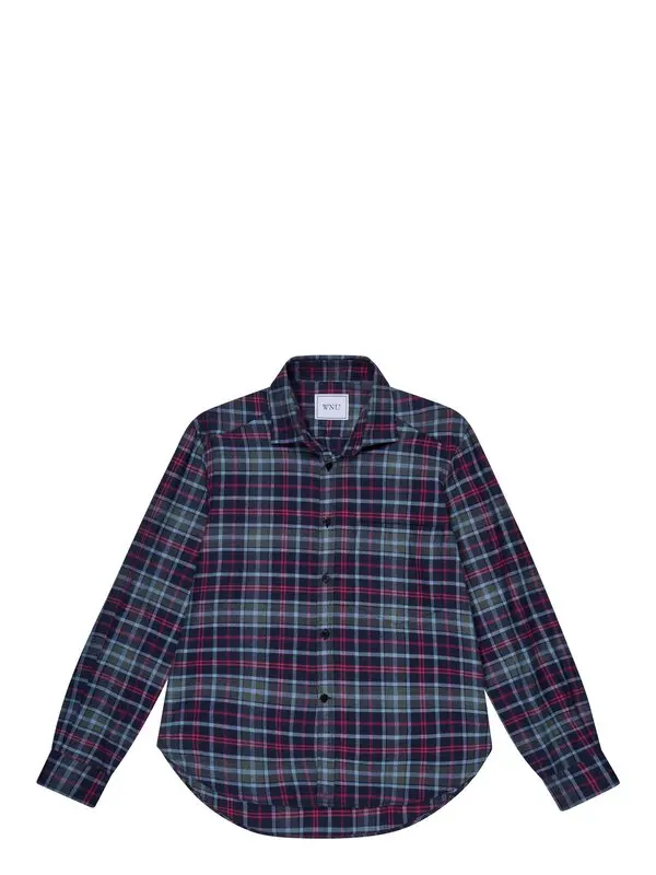 WITH NOTHING UNDERNEATH Brushed Plaid Cotton-wool Shirt - Multicolor