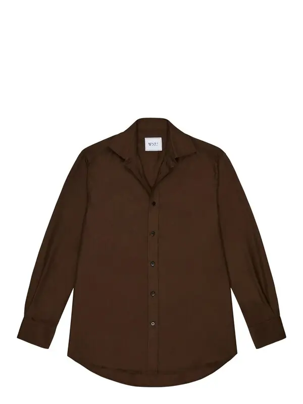 WITH NOTHING UNDERNEATH The Boyfriend Tencel™ Button-up Top - Brown