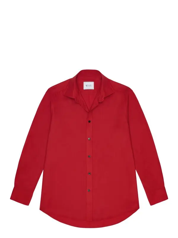 WITH NOTHING UNDERNEATH The Boyfriend Tencel™ Button-up Top - Red