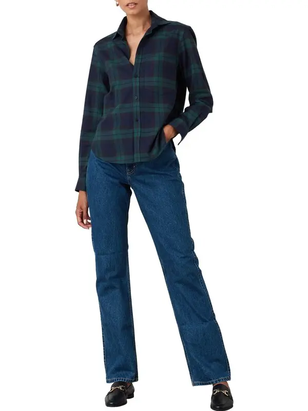WITH NOTHING UNDERNEATH The Classic Brushed Plaid Shirt - Green