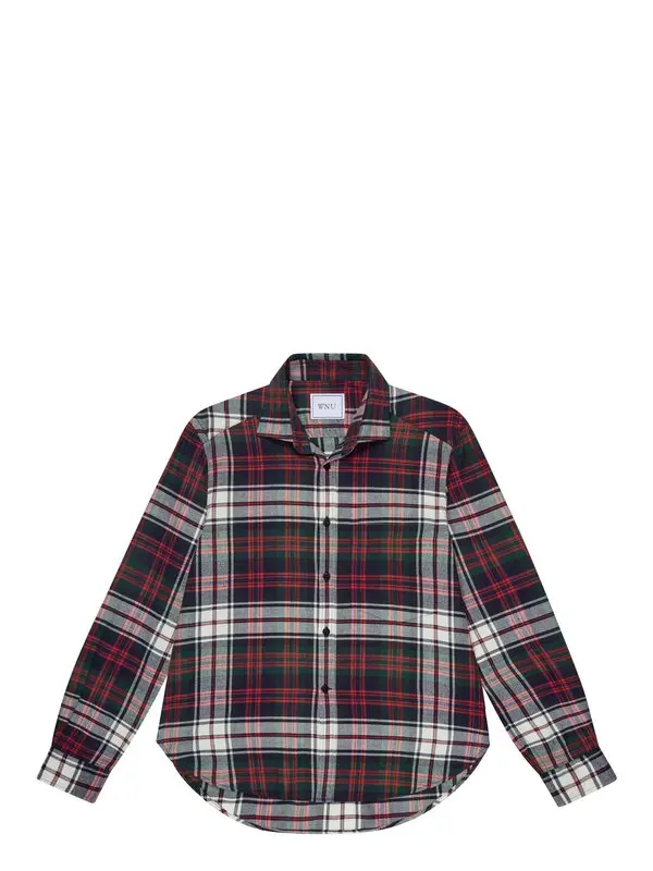 WITH NOTHING UNDERNEATH Classic Brushed Plaid Cotton-wool Shirt - Red