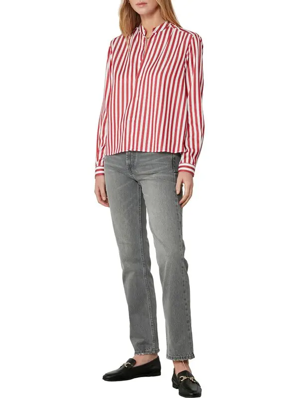 WITH NOTHING UNDERNEATH The Boyfriend Tencel Striped Shirt - Red