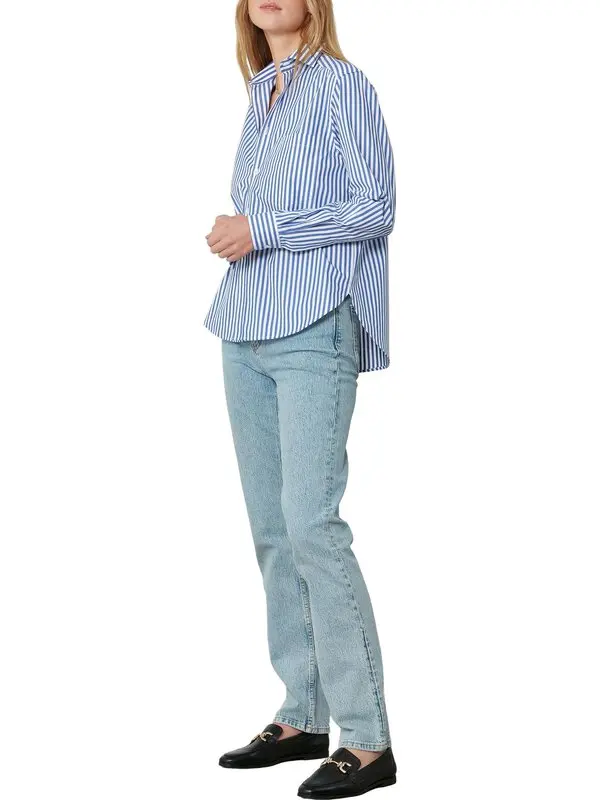 WITH NOTHING UNDERNEATH Classic Cotton-poplin Striped Shirt - Blue