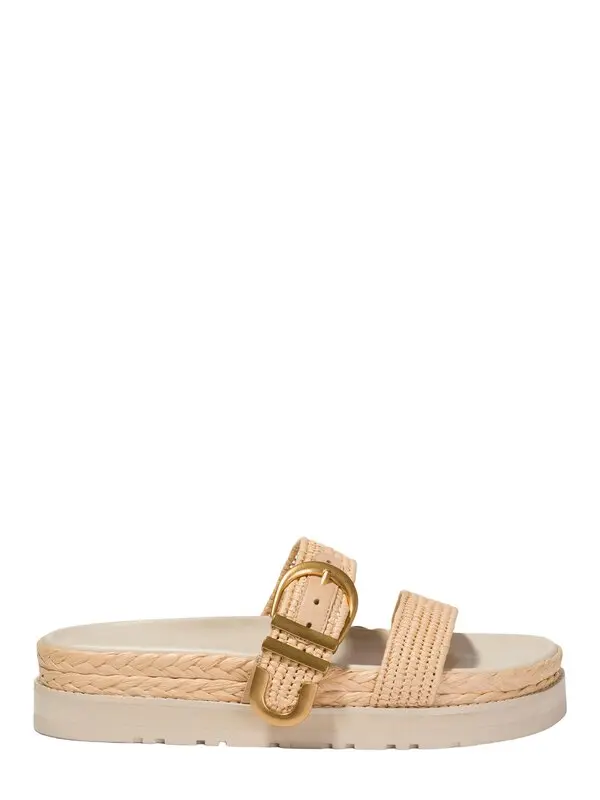 Simkhai Aida Raffia Buckle Platform Sandal - Neutral