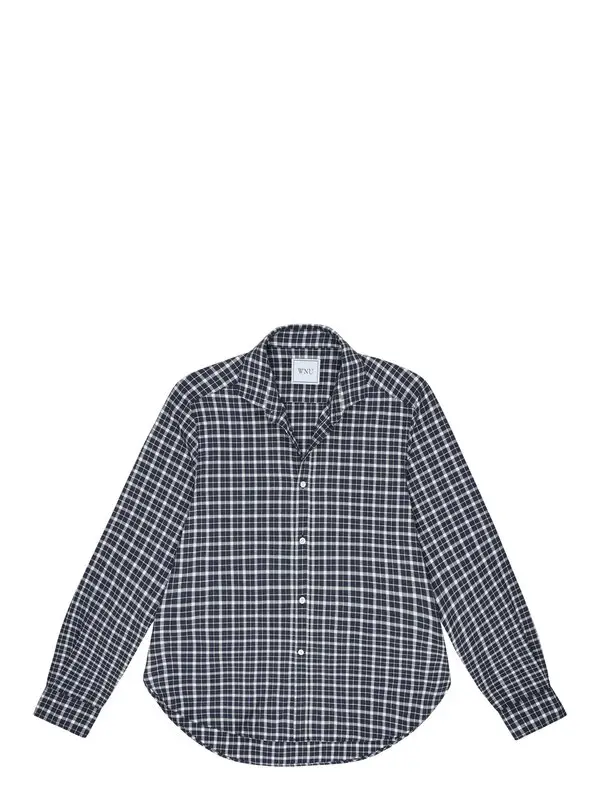 WITH NOTHING UNDERNEATH Classic Fine Brushed Plaid Button-up Top - Multicolor