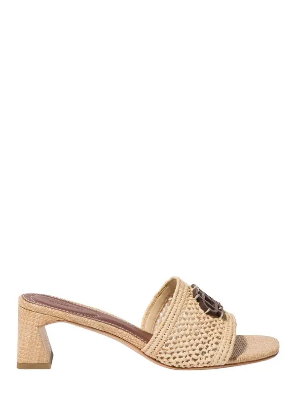 Simkhai Sydney Monogram Raffia Block-heel Sandal - Neutral