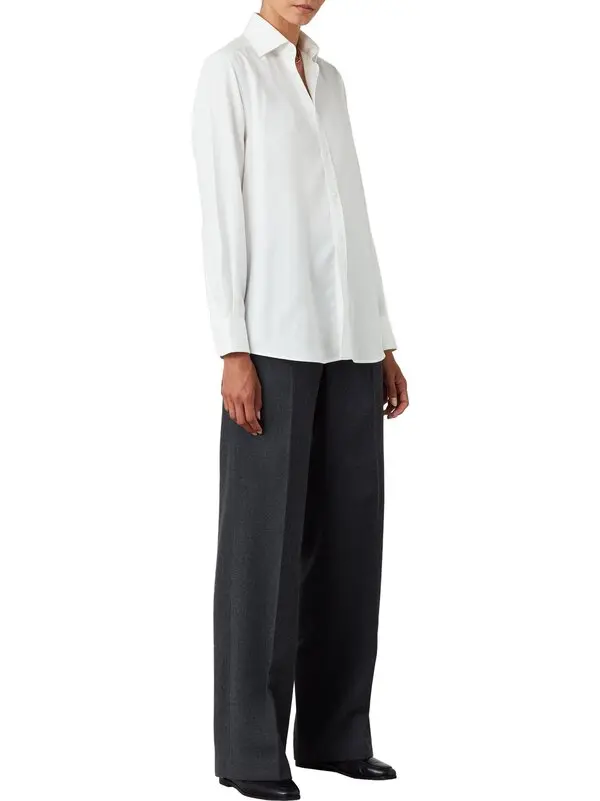 WITH NOTHING UNDERNEATH The Boyfriend Tencel Shirt - White