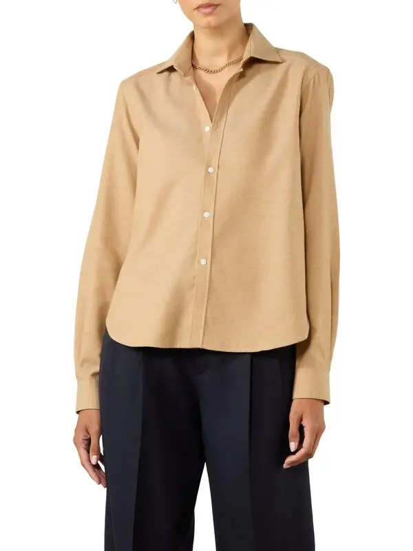 WITH NOTHING UNDERNEATH The Classic Brushed Cotton-wool Shirt - Neutral