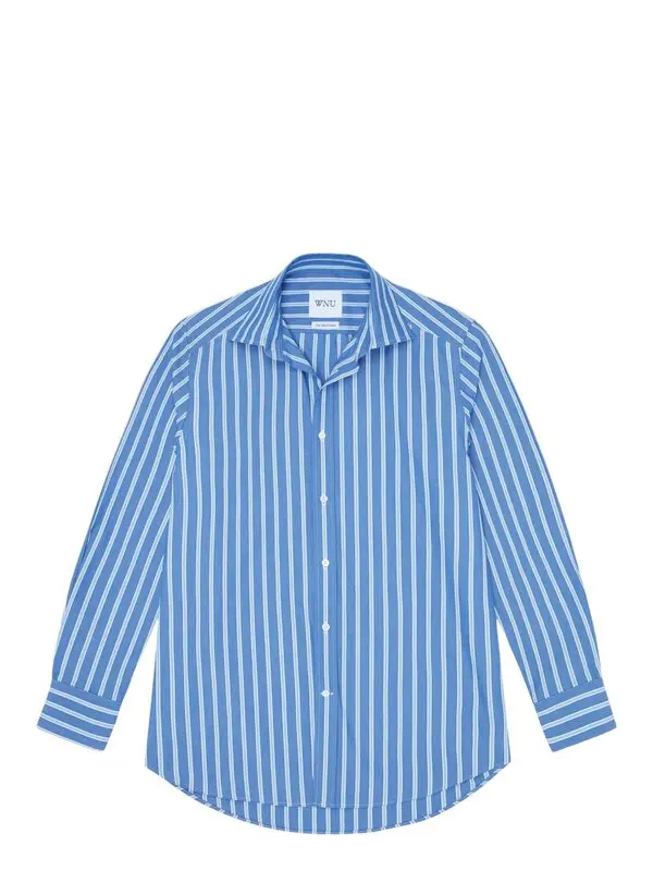 WITH NOTHING UNDERNEATH Boyfriend Striped Cotton-poplin Shirt - Blue