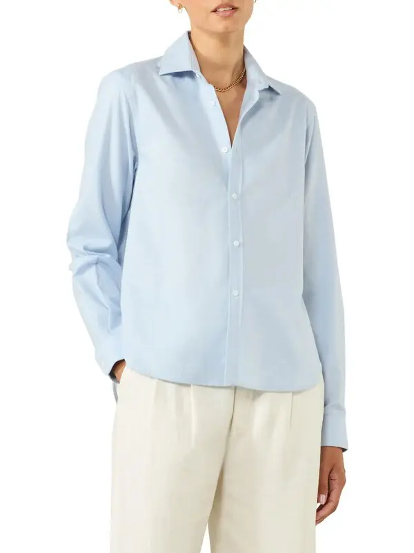 WITH NOTHING UNDERNEATH Brushed Cotton-wool Classic Shirt - Blue