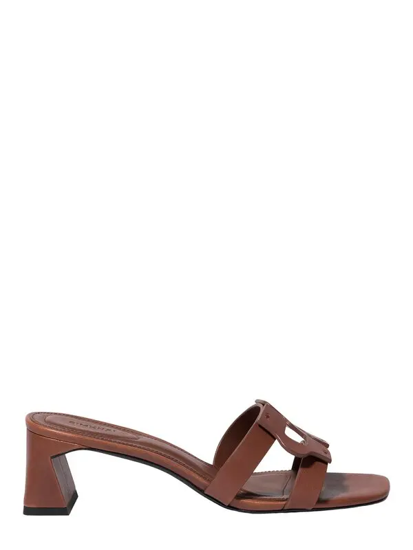 Simkhai Monogram Leather Block-heel Sandals - Brown