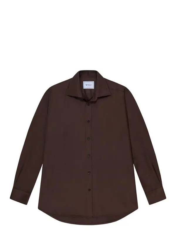 WITH NOTHING UNDERNEATH The Boyfriend Fine Poplin Button-up Top - Brown