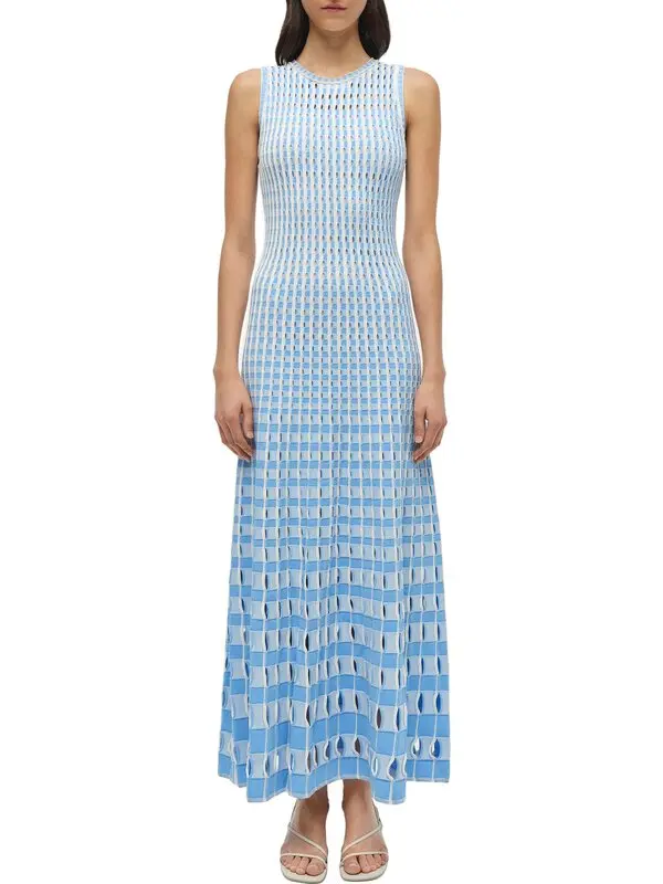 Simkhai Zelma Gingham Laser-cut Maxi Dress - Blue