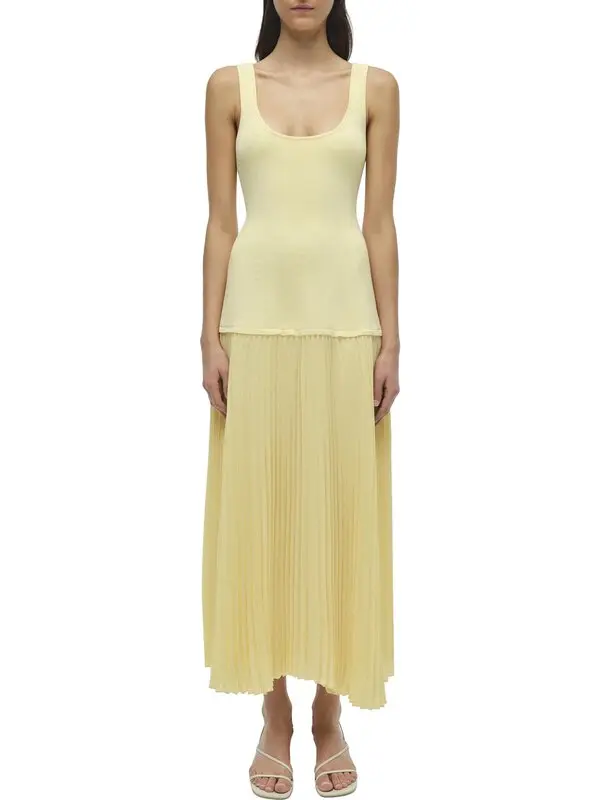 Simkhai Allana Knit Georgette Combo Midi Dress - Yellow