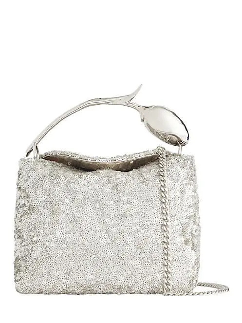 Erdem Bloom Mini Sequin Handbag - Silver