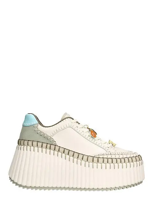 Chloé Nama Runner Leather Platform Trainers - Turquoise
