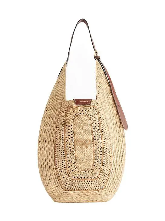ANYA HINDMARCH Bow Raffia Hobo Bag - Natural