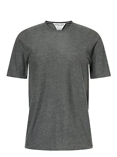 Bottega Veneta Short-sleeve Rolled-hem Cashmere T-shirt - Dark Slate Melange