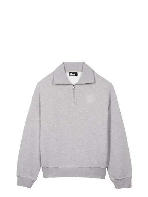 The Kooples Logo-embroidered Relaxed-fit Cotton Sweatshirt - Grey Melange