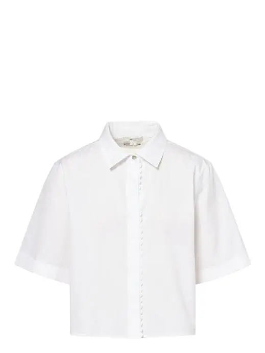 Vince Scalloped Cotton Shirt - Optic White