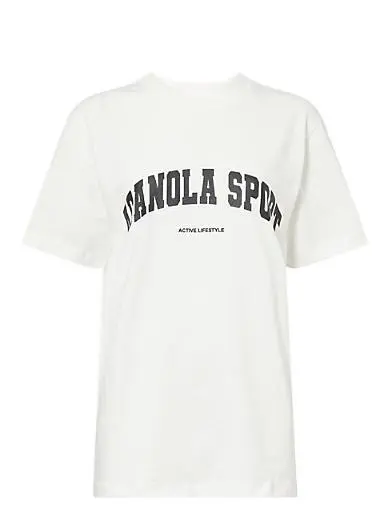 ADANOLA Logo-print Oversized Cotton T-shirt - White/black