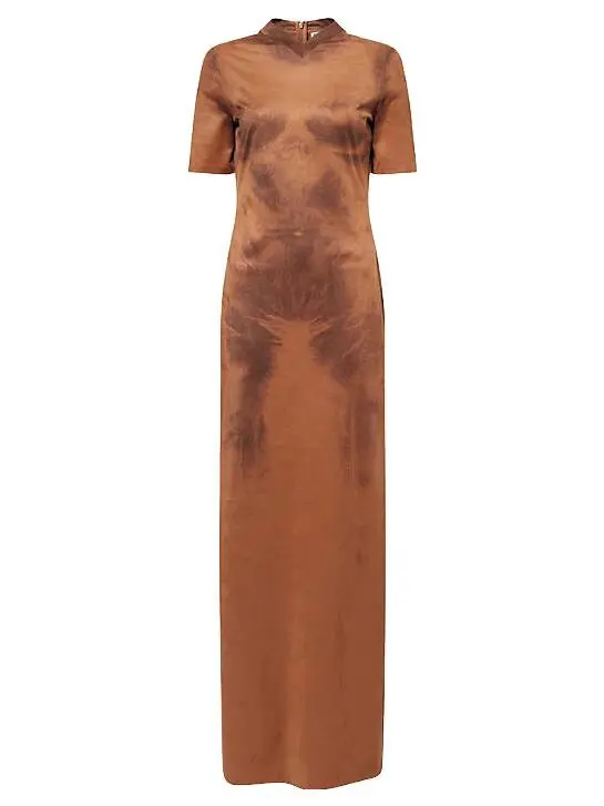 Acne Studios Printed Faux-suede Maxi Dress - Cognac Brown