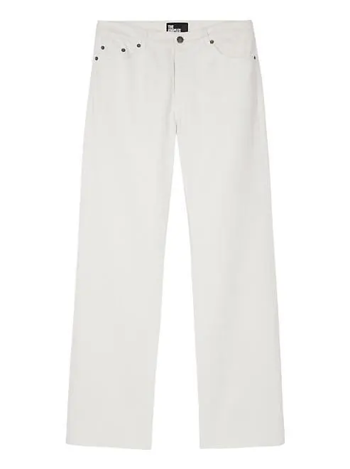 The Kooples Wide-leg Mid-rise Coated Cotton Jeans - White
