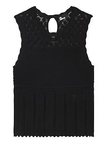 The Kooples Sleeveless V-neck Knitted Top - Black