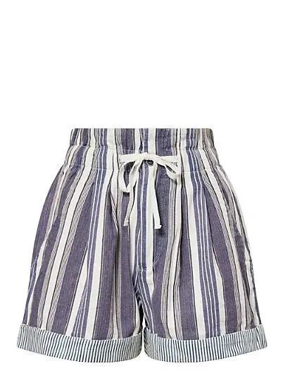 Isabel Marant Nirma Striped Cotton Shorts - Ecru/blue