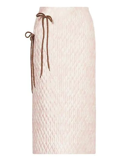 Simone Rocha Floral-print Quilted Satin Pencil Skirt - Pink Brown