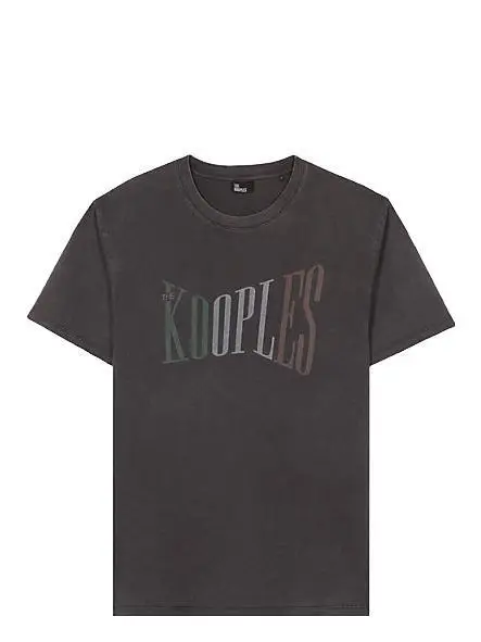 The Kooples Logo-print Relaxed-fit Cotton T-shirt - Black Washed