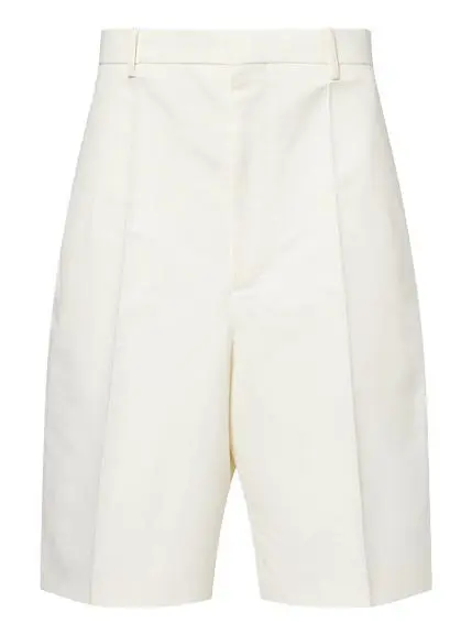 Bottega Veneta Pleated Wide-leg Cotton And Silk Shorts - Parchment