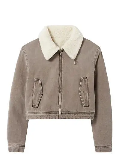 Claudie Pierlot Side-pocket Faux-fur Denim Jacket - Grey Beige