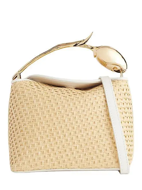 Erdem Bloom Mini Raffia Handbag - Natural