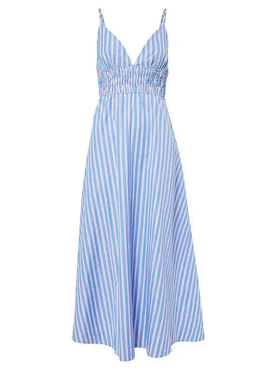 DESTREE Lorena Striped Cotton-poplin Midi Dress - Blue & Red