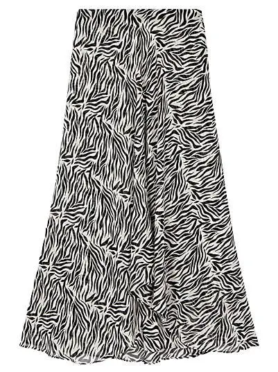 The Kooples Graphic-print High-rise Woven Midi Skirt - Black White