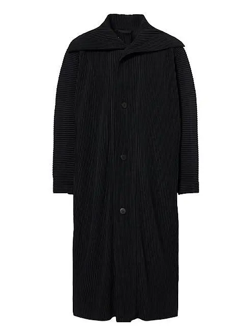Issey Miyake Collared Long-line Knitted Jacket - Black