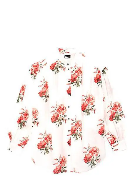 The Kooples Floral-print Relaxed-fit Woven Shirt - White - Red
