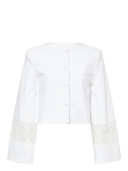DESTREE Round-neck Cotton Jacket - White
