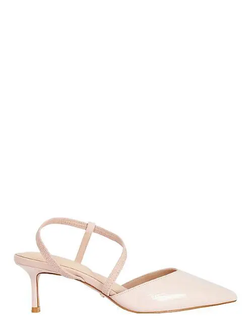 DUNE Patent-leather Heeled Slingback Courts - Pale Pink Leather