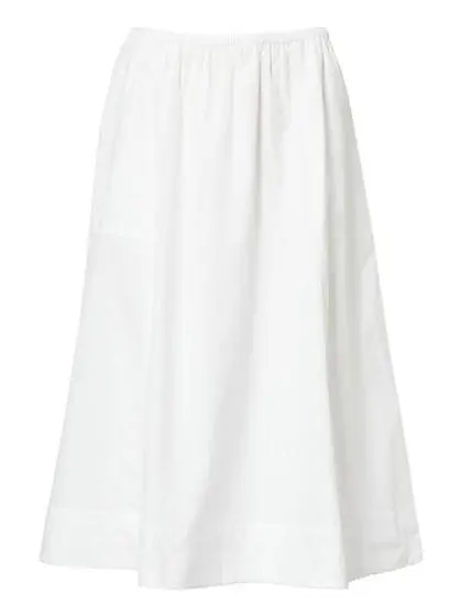 Vince Cotton Midi Skirt With Scalloped Hem - Optic White