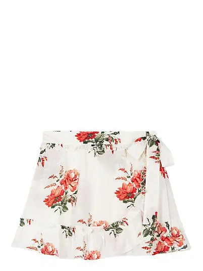 The Kooples Floral-print Woven Mini Skirt - White - Red