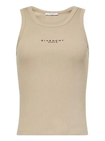 Givenchy Logo-print Stretch-rib Tank Top - Beige Cappuccino