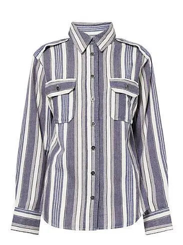 Isabel Marant Gelva Striped Cotton Shirt - Ecru/blue