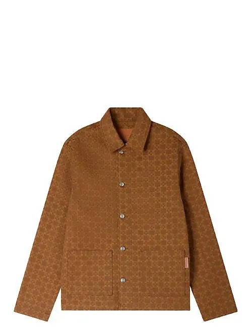 Sandro Collared Square-cross Denim Jacket - Camel