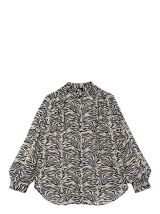 The Kooples Graphic-print Relaxed-fit Woven Shirt - Black White