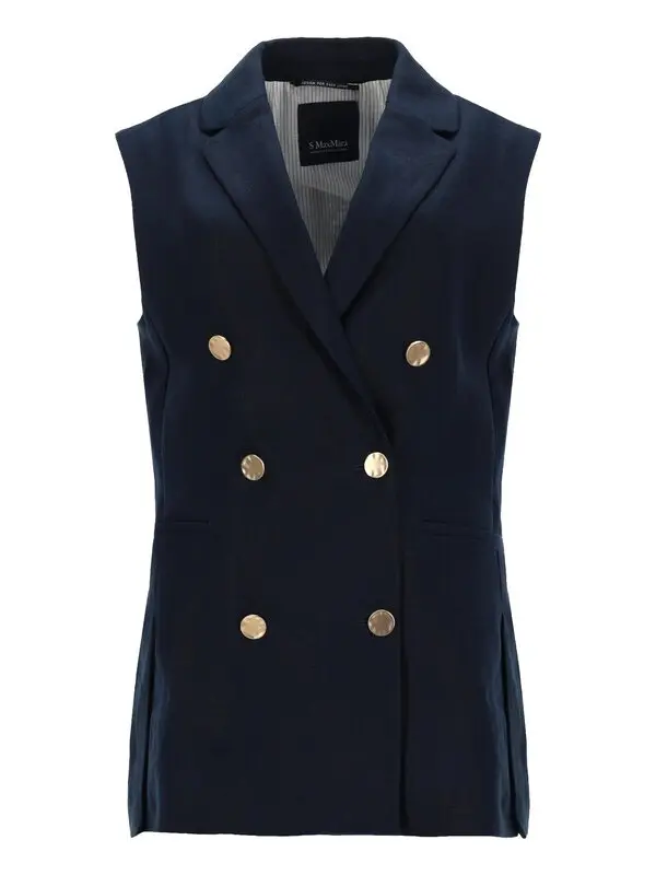 Max Mara Linen Mat Waistcoat - Blue