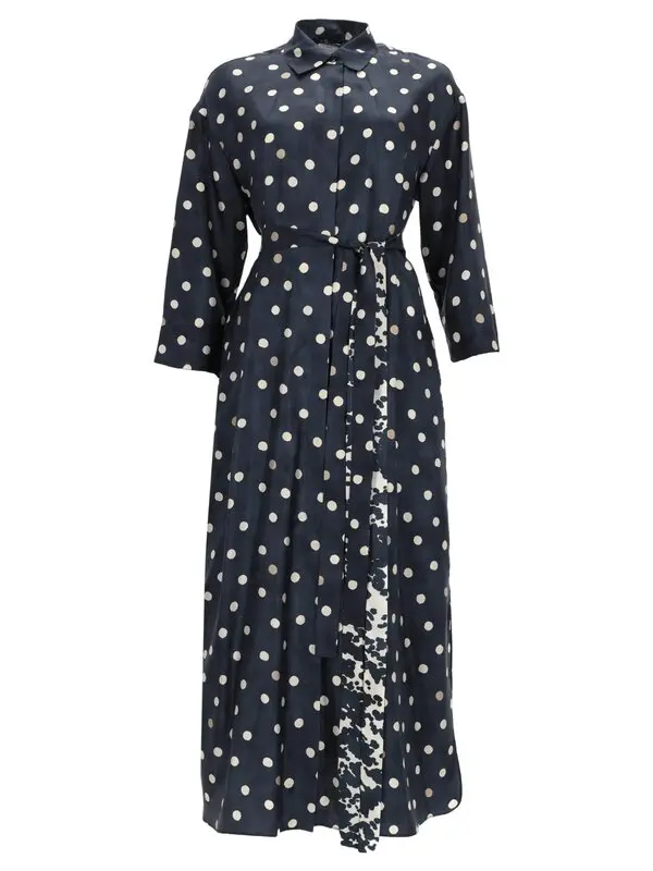 Max Mara Printed Silk "lever" Dress - Blue