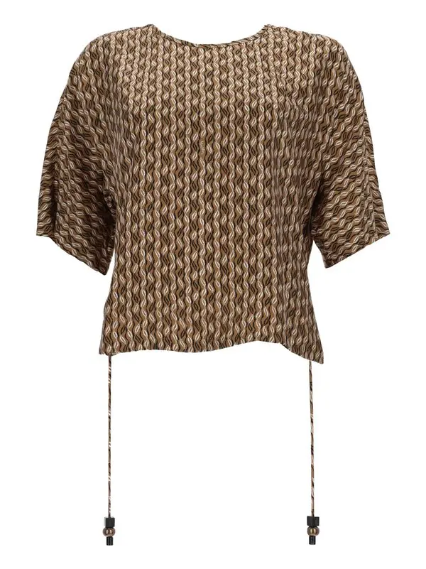 Max Mara Printed Silk Blouse - Brown